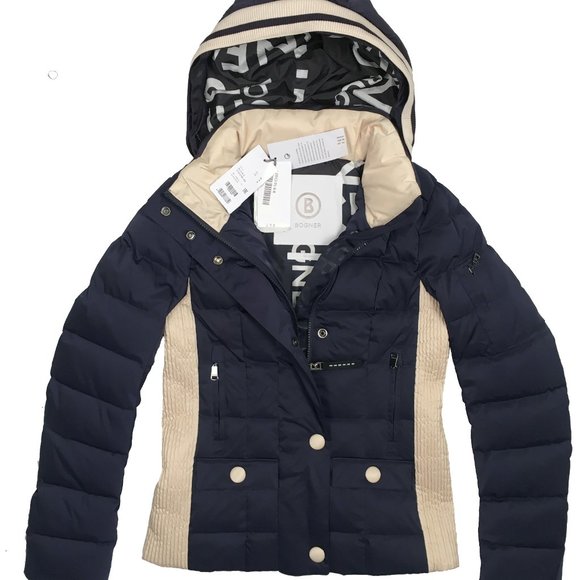 Bogner | Jackets & Coats | New 695 Bogner Giulia D Jacket Navy Beige 75 ...
